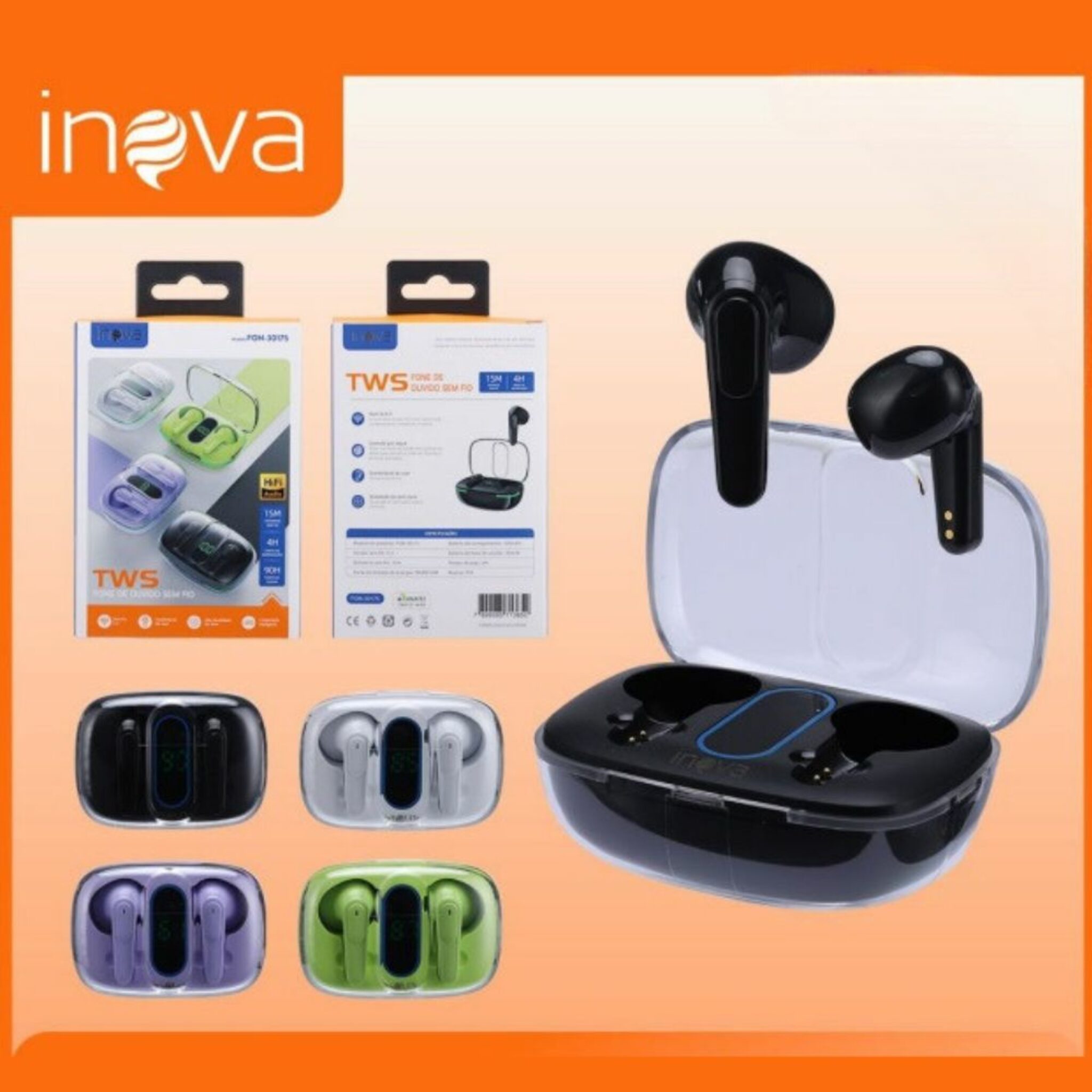 Fone de Ouvido Bluetooth TWS Inova Fon-30175 – Atacadão Eletrônicos Fone de Ouvido Bluetooth TWS Inova Fon-30175 – Atacadão Eletrônicos